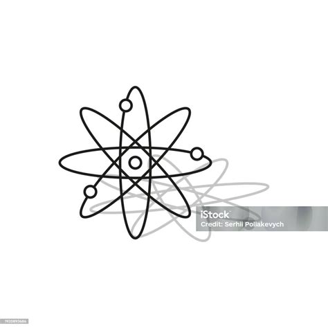 Atom Model Icon Science Symbol Nuclear Technology Sign Vector