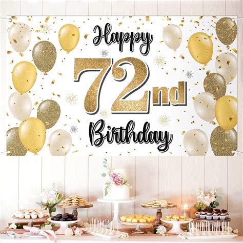 Happy 72nd Birthday Decorations72nd Gold Balloon Large Birthday Banner