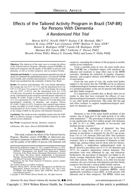 Pdf The Impact Of The Tailored Activity Program Tap Br On