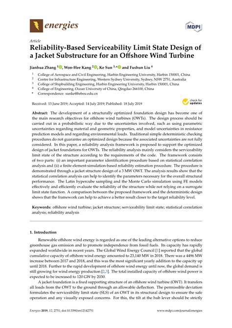 Pdf Reliability Based Serviceability Limit State Design Of A Jacket Substructure For An