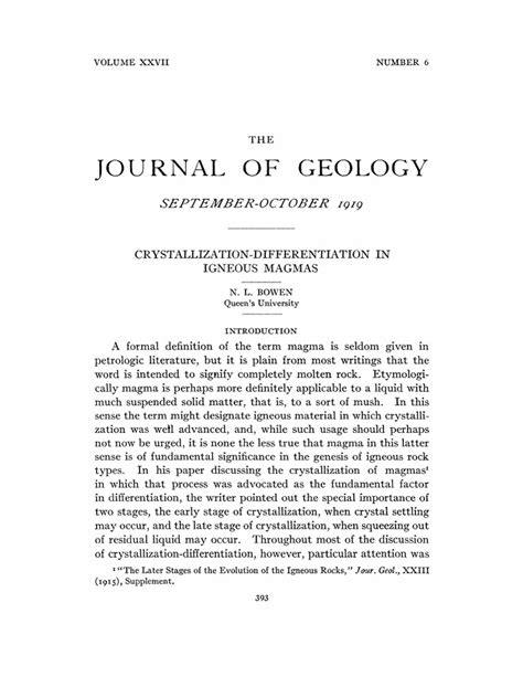 Crystallization Differentiation In Igneous Magmas Pdf Magma Igneous Rock