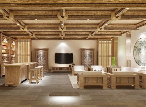 房屋中式客厅木质吊顶装修效果图片装信通网效果图