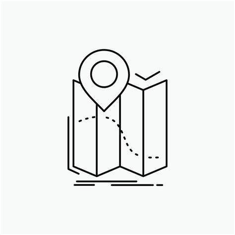 Gps Location Map Navigation Route Line Icon Vector Isolated