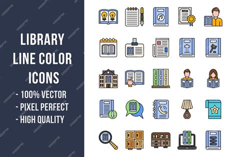 Premium Photo Library Line Color Icons