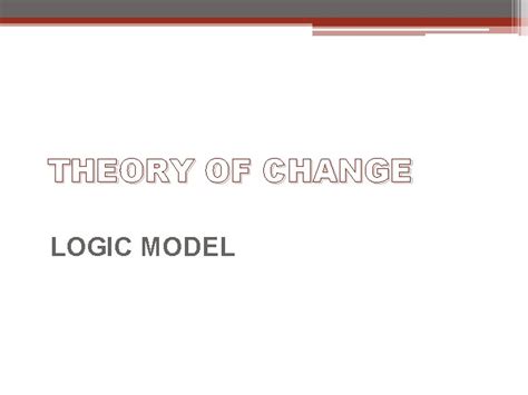 THEORY OF CHANGE LOGIC MODEL THEORY OF CHANGE
