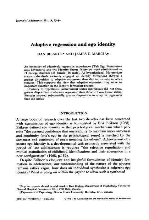 Pdf Sex Differences In Identity Status