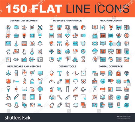 Vector Set Flat Line Web Stock Vector Royalty Free Shutterstock