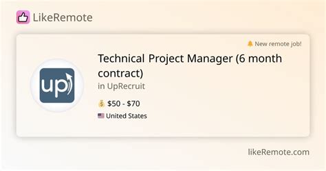 📩 technical project manager 6 month contract at 🏢 uprecruit salary 💰 50 70 📍remote job