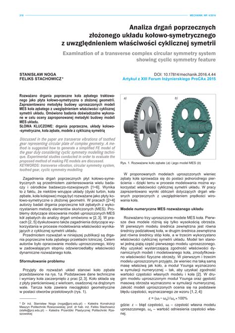 Pdf Examination Of A Transverse Complex Circular Symmetry System Showing Cyclic Symmetry Feature