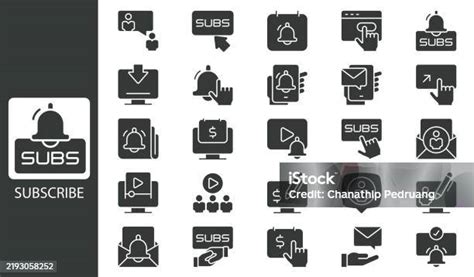구독 아이콘 집합입니다 솔리드 아이콘 컬렉션 벡터 일러스트 레이 션 스톡 일러스트 아이콘 기호 미디어 신문 구독 스톡 일러스트