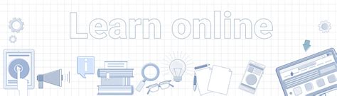 제곱된 배경 가로 배너 E 러닝 교육 개념에 온라인 단어 학습 Brand Name Online Messaging Platform에 대한 스톡 벡터 아트 및 기타 이미지