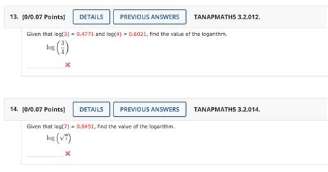 solved given that log 3 ≈0 4771 and log 4 ≈0 6021 find the