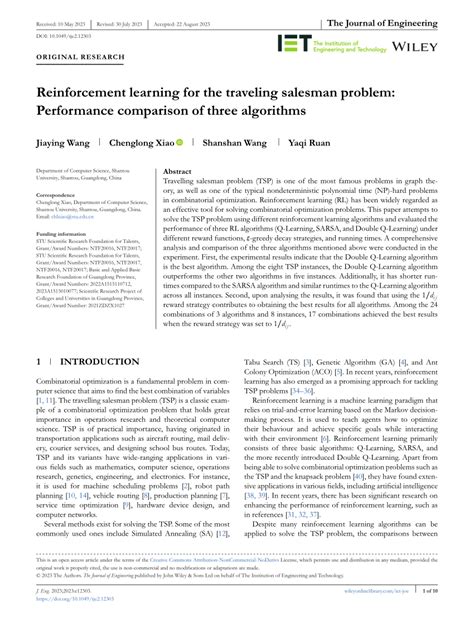 Pdf Reinforcement Learning For The Traveling Salesman Problem Performance Comparison Of Three
