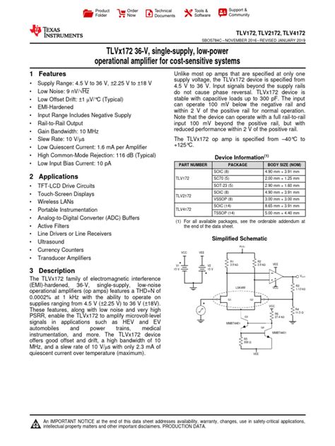 Tlv 2172 Pdf Operational Amplifier Amplifier