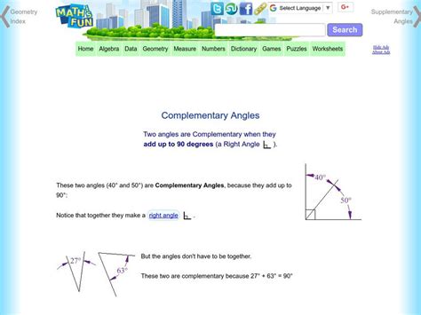 Math Is Fun Complementary Angles Unit Plan For 3rd 5th Grade
