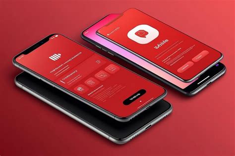 premium photo icon with mobile ui and ux design on red background for web design app interface