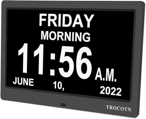 Trocotn 10 Inchs Digital Clock Day Clock Large Display Alarm Clock Wall
