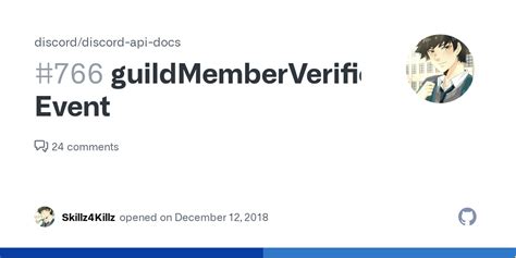 Guildmemberverified Event · Issue 766 · Discorddiscord Api Docs · Github