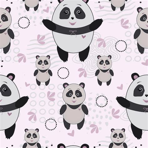 Premium Vector Color Seamless Pattern With Pandas Print In