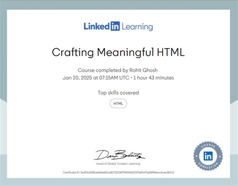 Webdevelopment Html Linkedinlearning Upskilling Learningjourney Rohit Ghosh