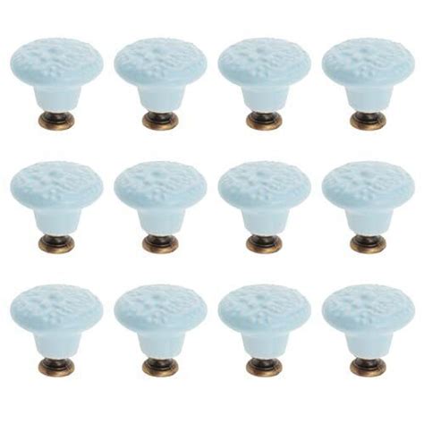 Sky Blue Ceramic Knobs 12pcs Kitchen Cabinet Knobs 13inch Diameter