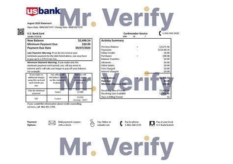 Usa Us Bank Credit Card Statement Template In Doc And Pdf Format