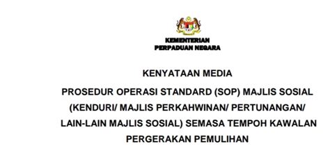 Prosedur Operasi Standard Sop Majlis Sosial Dalam Tempoh Pkpp Rentas7