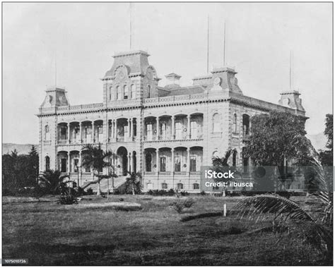 미국 해군 및 육군에서 역사적인 사진 골동품 로얄 팰리스 호놀룰루 하와이 빅 아일랜드 하와이 제도에 대한 스톡 벡터 아트 및