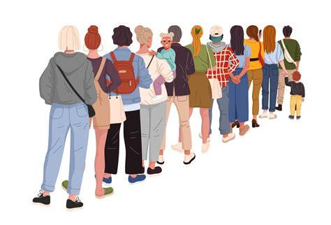 People Queue Back View Of Diverse People In Line 66641410 Vector Art