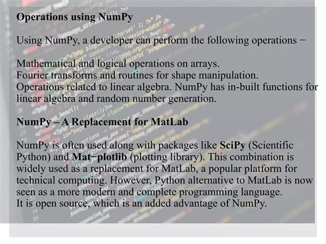 Introduction To Numpy Pptx Programming Languages Computing