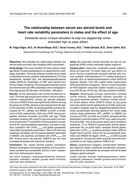 Pdf The Relationship Between Serum Sex Steroid Levels And Heart Rate