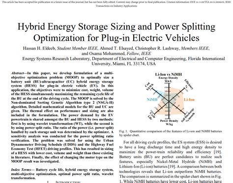 Hybrid Energy Storage Sizing And Power Splitting Optimization For Plug In Electric Vehicles