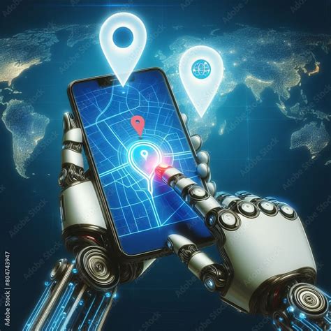 Digital Hand Set Location On Map With Two Pins AI Technology In GPs Innovation Delivery Map