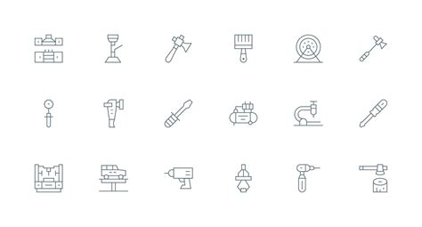 Tooling Icon Collection With 18 Minimal Line Designs Lightweight Icon