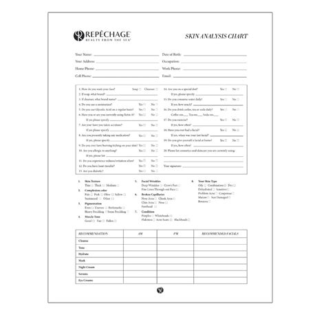 Skin Analysis Chart Digital Form Repechage Pro