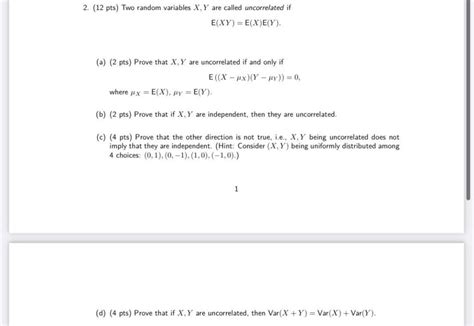 solved 2 12 pts two random variables x y are called