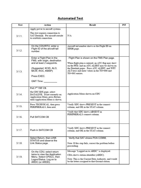 Automated Test Schedule Pdf Aerospace Air Traffic Control