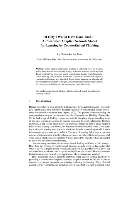 Pdf If Only I Would Have Done That A Controlled Adaptive Network Model For Learning By