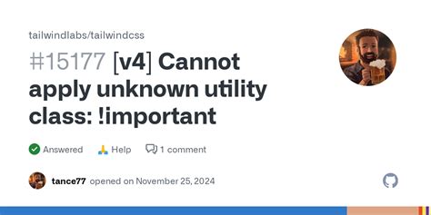 V4 Cannot Apply Unknown Utility Class Important · Tailwindlabs Tailwindcss · Discussion