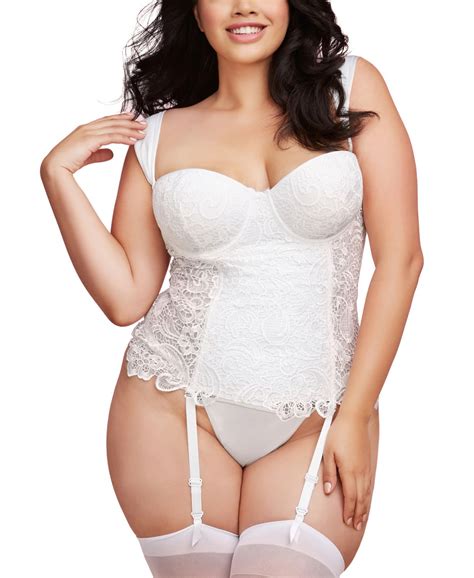 Dreamgirl Plus Size Satin Euro Strap Bustier 2pc Set Online Only