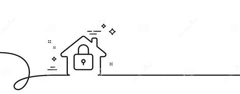 Lock Line Icon Home Protection Sign Continuous Line With Curl Vector Stock Illustration