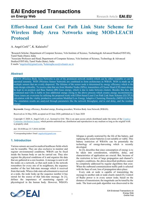 pdf effort based least cost path link state scheme for wireless body