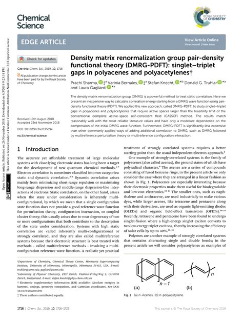 Pdf Density Matrix Renormalization Group Pair Density Functional Theory Dmrg Pdft Singlet