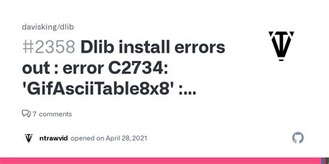 Dlib Install Errors Out Error C2734 Asciitable8x8 Const Object Must Be Initialized