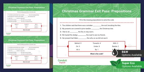 Christmas Grammar Exit Pass Prepositions Teacher Made Christmas Grammar Exit Pass Prepositions Teacher Made