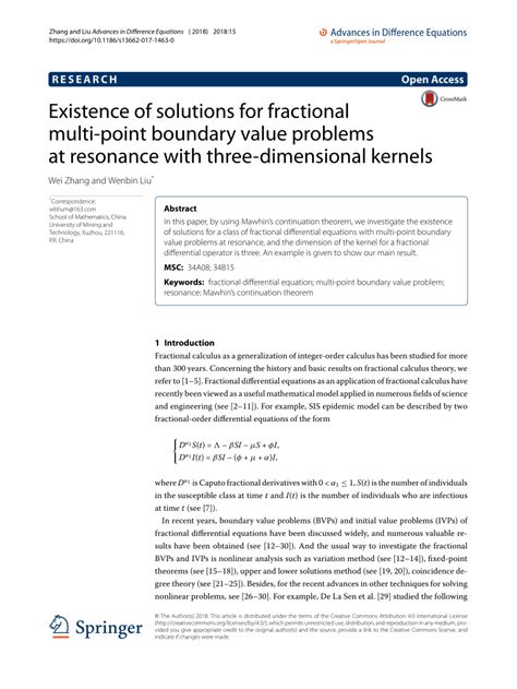 Pdf Existence Of Solutions For Fractional Multi Point Boundary Value