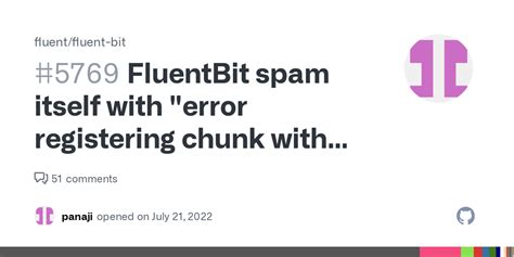 Fluentbit Spam Itself With Error Registering Chunk With Tag · Issue 5769 · Fluentfluent Bit