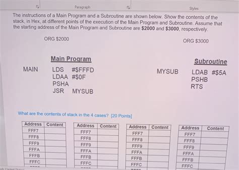 Solved Paragraph Styles The Instructions Of A Main Program
