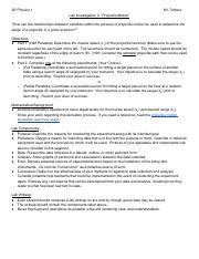Understanding Projectile Motion In AP Physics Lab Investigation Course Hero