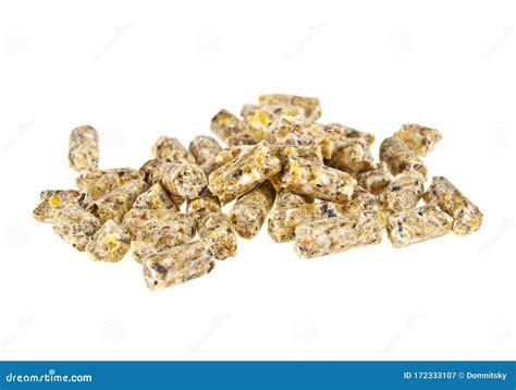 Pelleted Compound Feed Isolated On White Background Wheatfeed Pellets